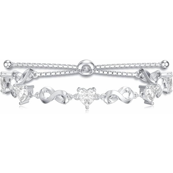 AOBOCO Christmas Infinity Love Heart Birthstone Bracelet 925 Sterling ...