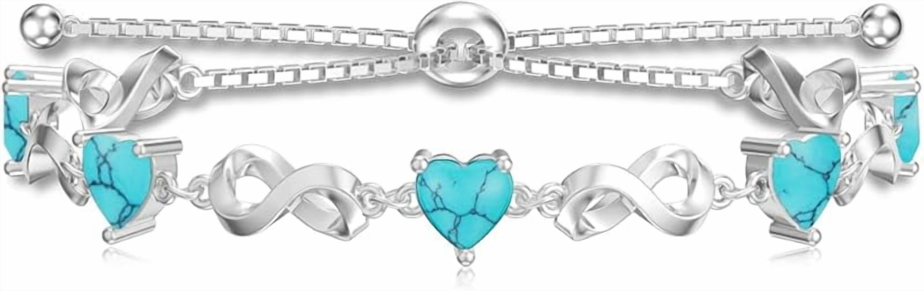 AOBOCO Christmas Infinity Love Heart Birthstone Bracelet 925 Sterling ...