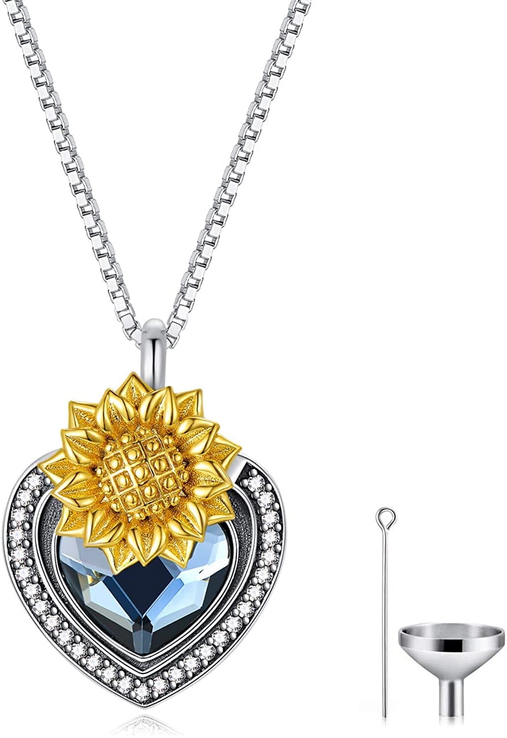 AOBOCO Cremation Jewelry 925 Sterling Silver Heart Urn Necklace for ...