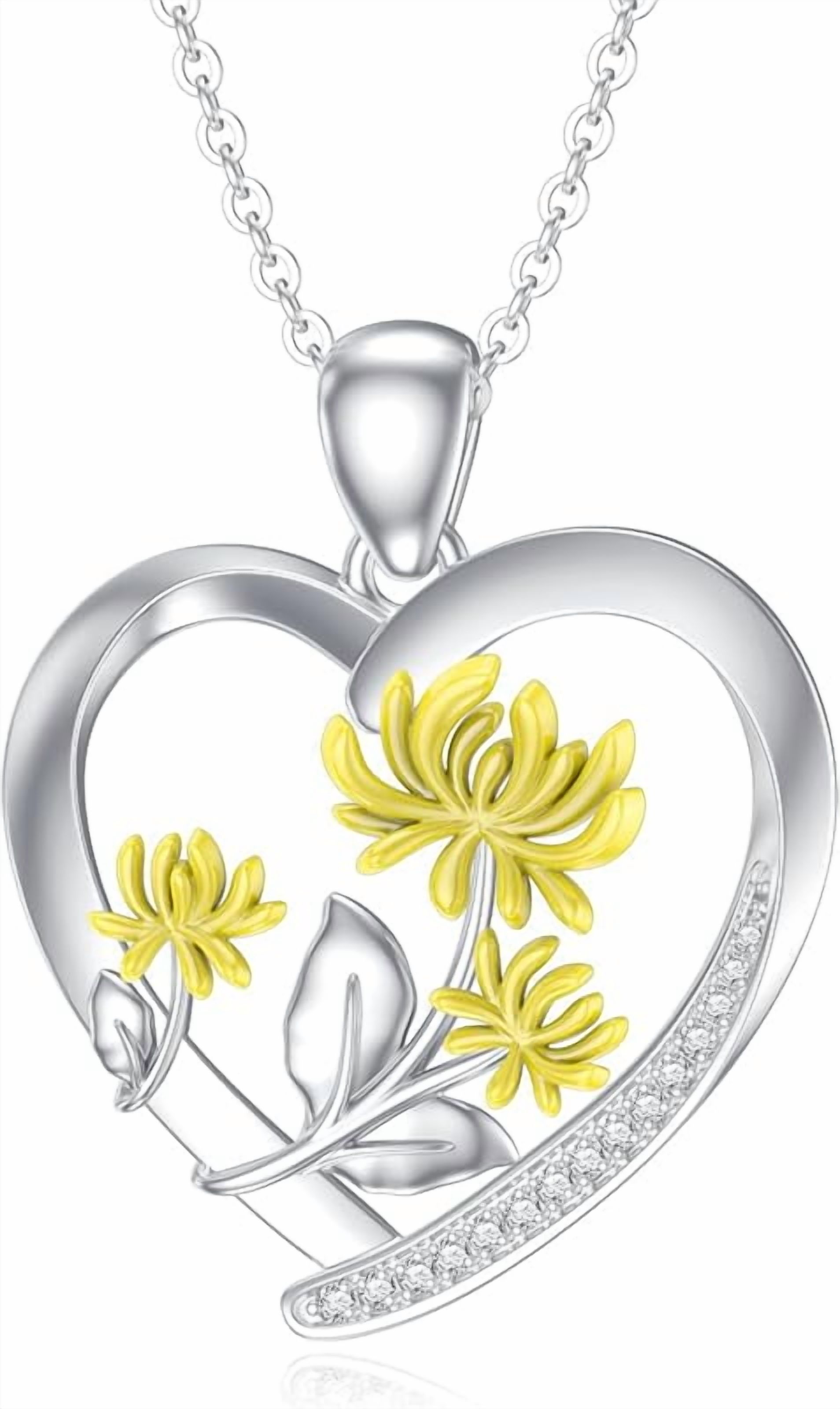 AOBOCO Diamond Birth Flower Necklace for Women 925 Sterling Silver ...