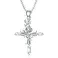 AOBOCO Diamond Cross Necklace for Women in Sterling Silver Rose Cross ...