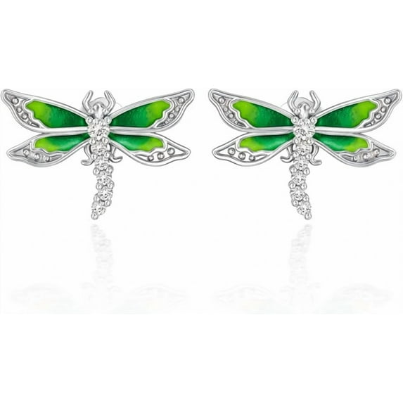 AOBOCO Diamond Dragonfly Stud Earrings for Women 925 Sterling Silver 0. ...