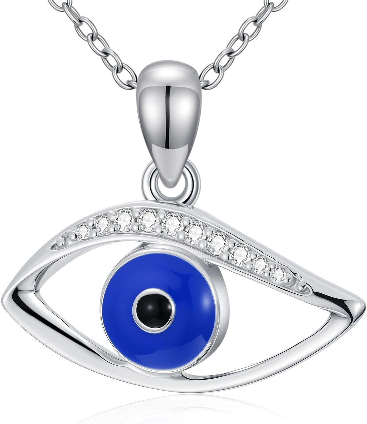 AOBOCO Diamond Evil Eye Necklace for Women 925 Sterling Silver Evil Eye ...