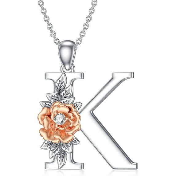 AOBOCO Diamond Initial Necklace for Women 925 Sterling Silver Initial ...