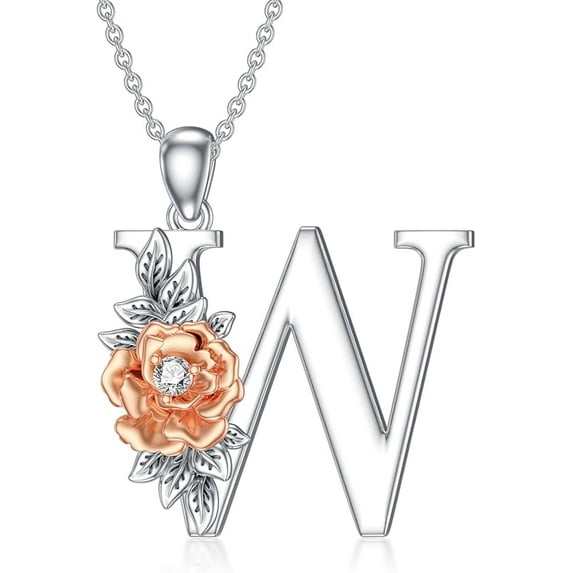 AOBOCO Diamond Initial Necklace for Women 925 Sterling Silver Initial ...