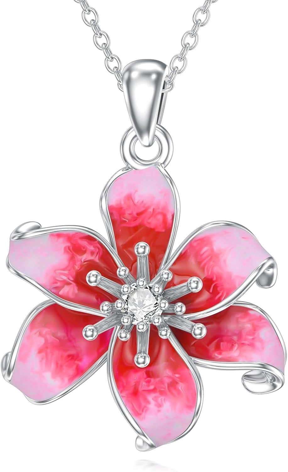 AOBOCO Diamond Lily Flower Necklace for Women 925 Sterling Silver Lily ...