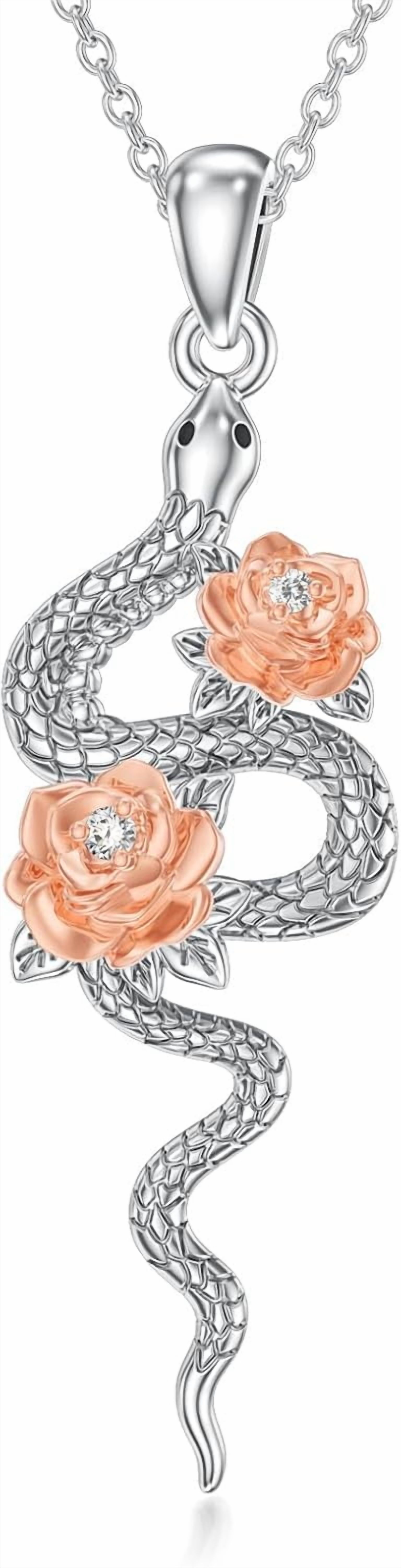 AOBOCO Diamond Snake Necklace for Women 925 Sterling Silver Snake and ...
