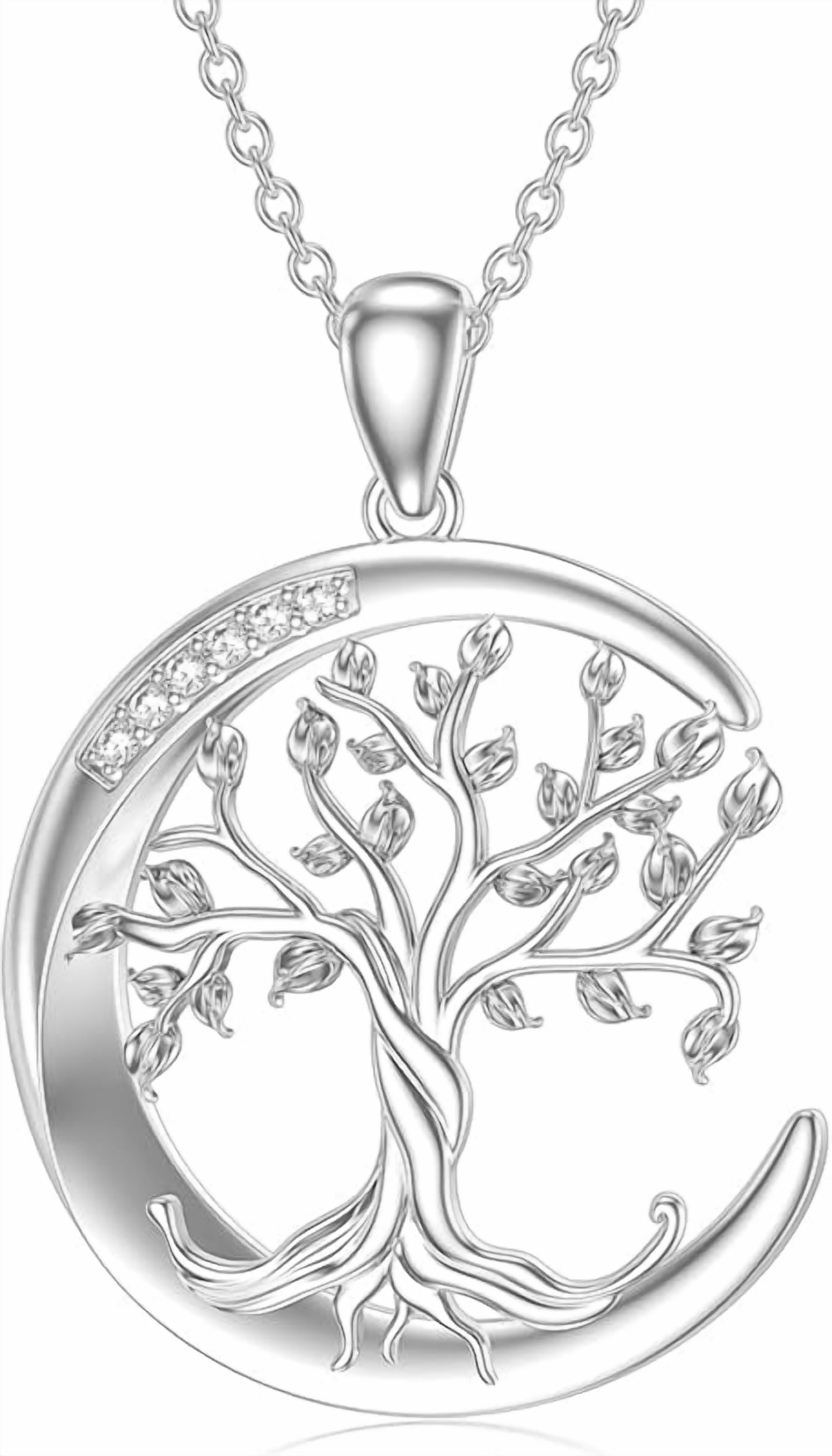 AOBOCO Diamond Tree of Life Necklace for Women Sterling Silver Family ...
