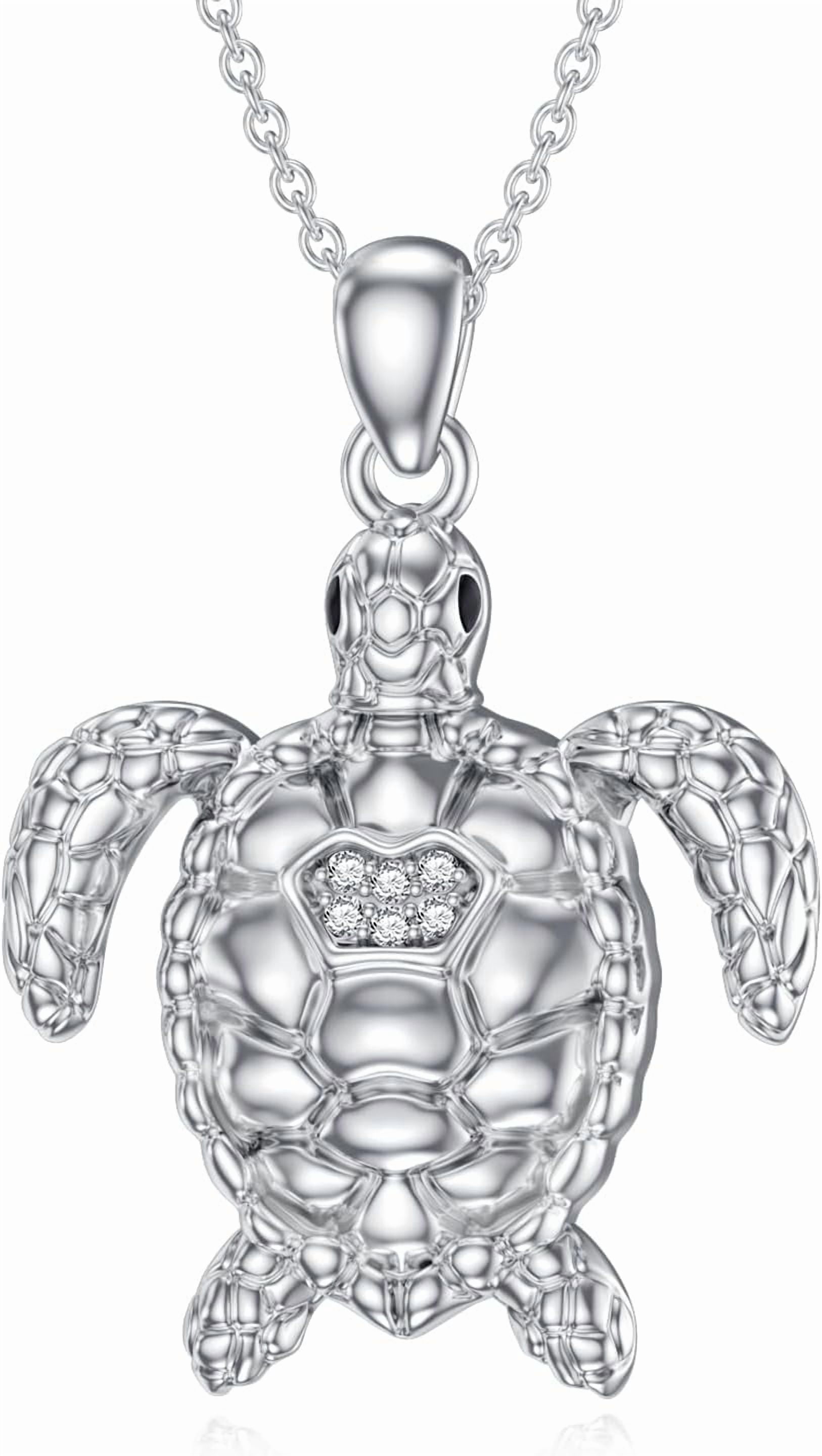 AOBOCO Diamond Turtle Necklace for Women 925 Sterling Silver Sea ...