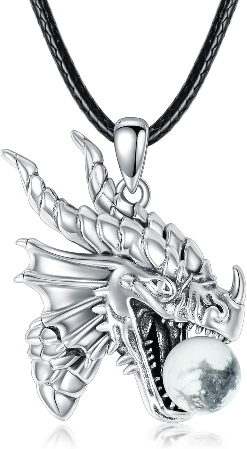 AOBOCO Dragon Necklace for Men and Women, Sterling Silver Dragon ...
