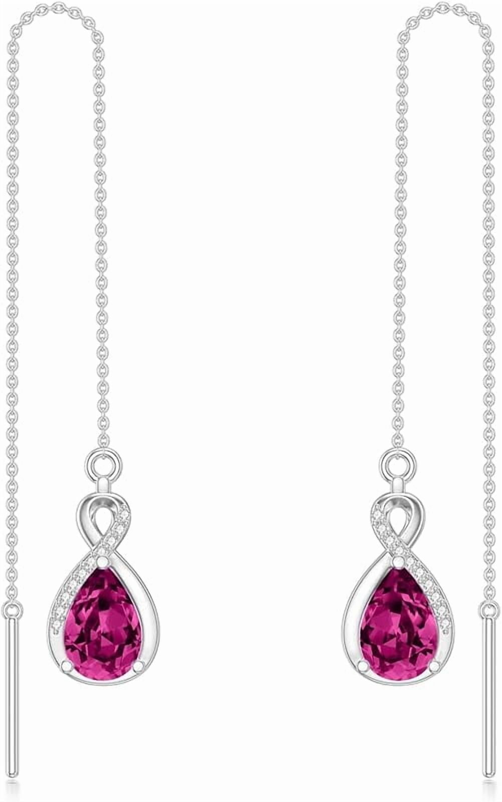 AOBOCO Infinity Gemstone Threader Earrings Long Chain Drop Earrings 925 ...