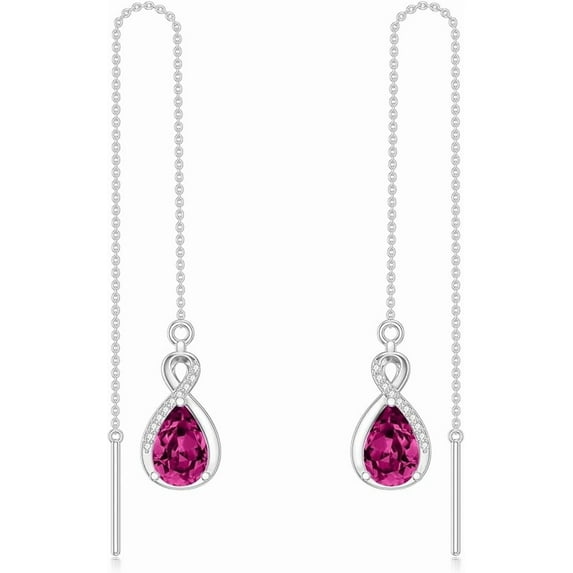AOBOCO Infinity Gemstone Threader Earrings Long Chain Drop Earrings 925 ...