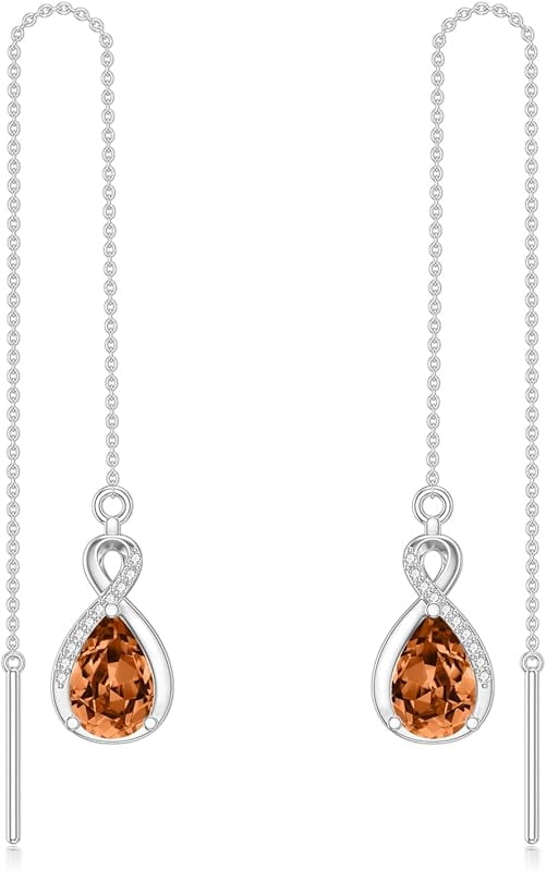 AOBOCO Infinity Gemstone Threader Earrings Long Chain Drop Earrings 925 ...