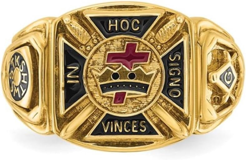 AOBOCO Knights Templar Masonic Rings for Men, 925 Sterling Silver 18K ...