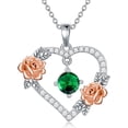 AOBOCO Love Heart Birthstone Necklaces for Women 925 Sterling Silver ...