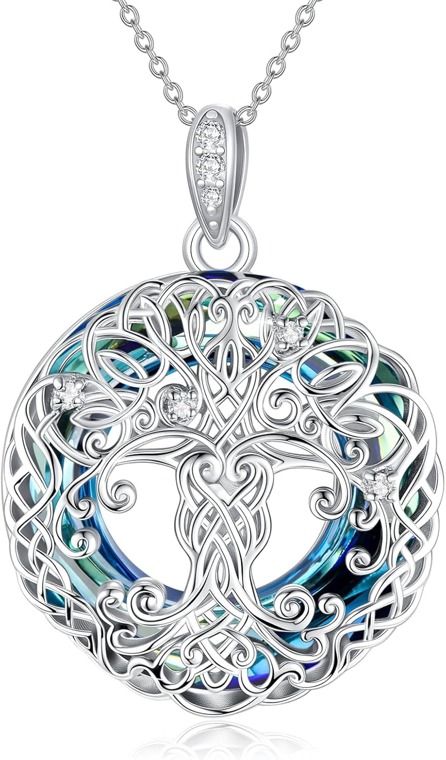 AOBOCO Moissanite Tree of Life Necklace, 925 Sterling Silver Family ...