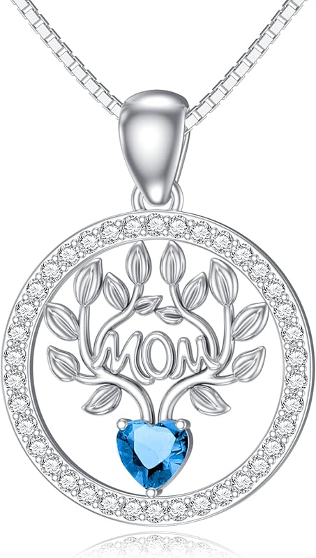 AOBOCO Mom Necklace Sterling Silver Tree of Life Necklace for Mother ...