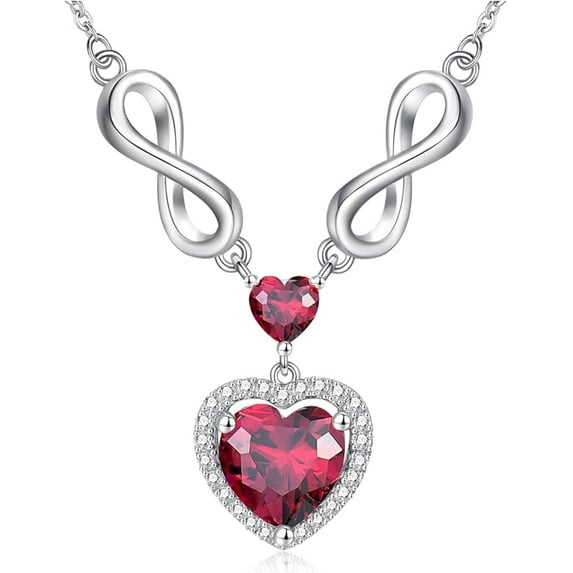 AOBOCO Mother's Day Infinity Heart 12 Birthstones Necklace 925 Sterling ...