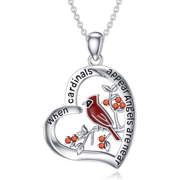 AOBOCO Natural Garnet Cardinal Necklace for Women 925 Sterling Silver ...