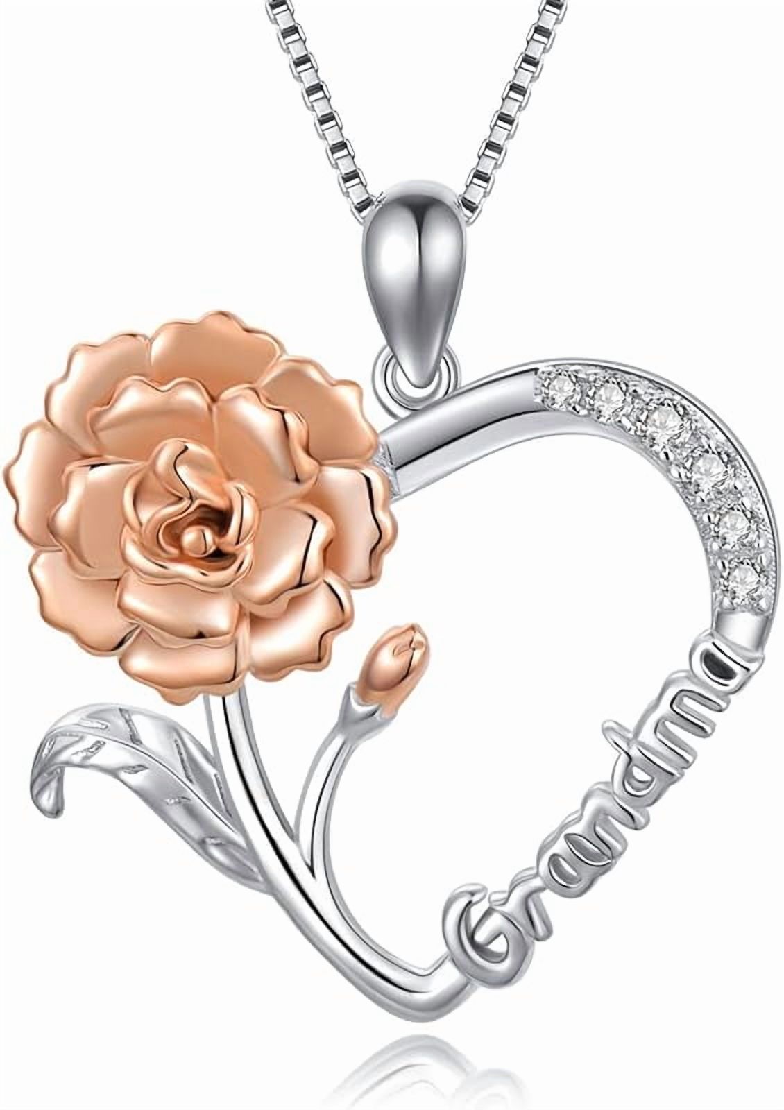 AOBOCO Necklace for Grandma 925 Sterling Silver Lily Sunflower ...
