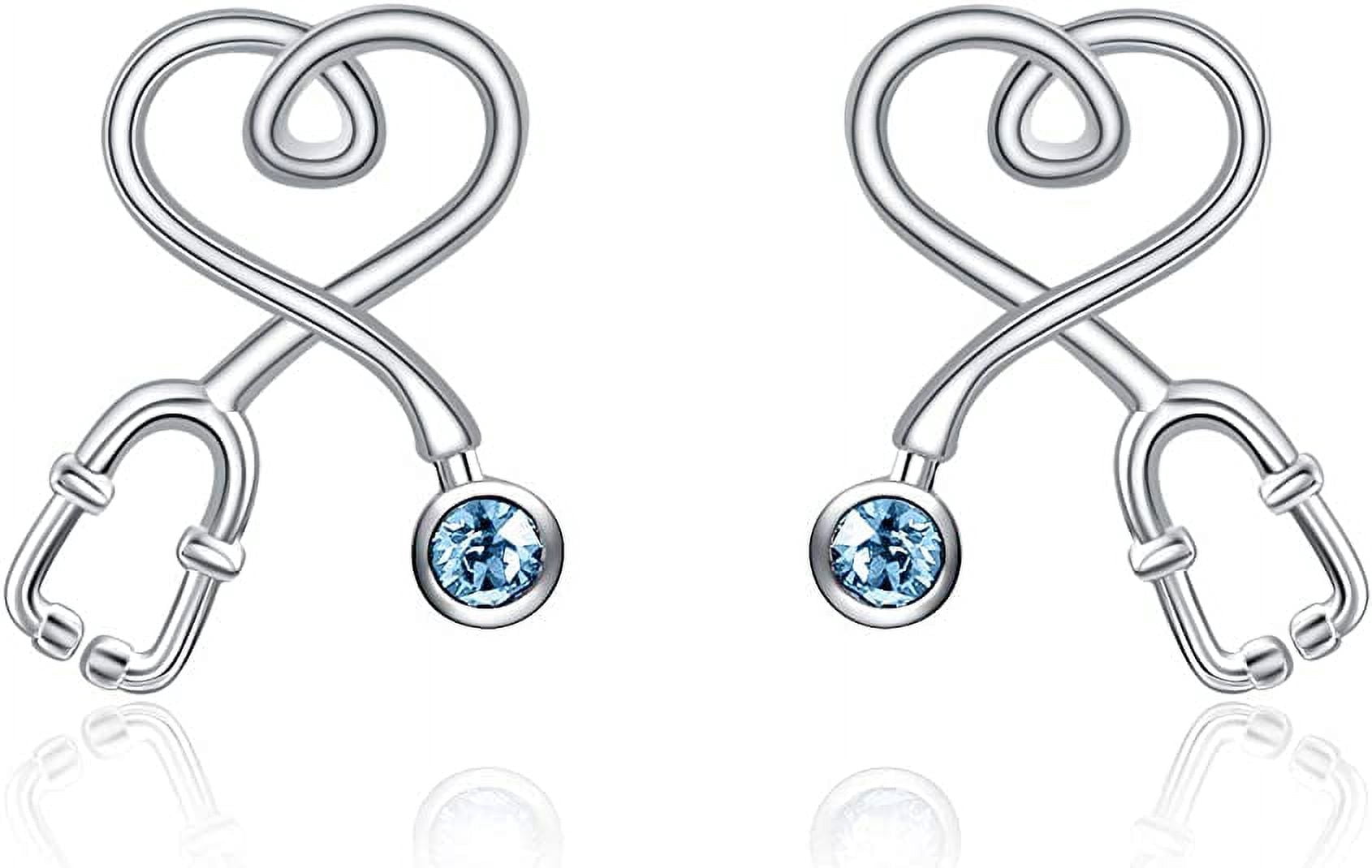 AOBOCO Christmas Gifts Sterling Silver Stethoscope Earrings Simulated ...