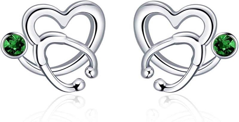 AOBOCO Nurse Earrings 925 Sterling Silver Stethoscope Studs Earrings ...