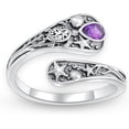AOBOCO Ocean Spoon Rings for Women 925 Sterling Silver Natural Amethyst ...