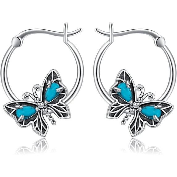 AOBOCO Owl/Hummingbird/Butterfly/Dragonfly Animal Turquoise Hoop ...