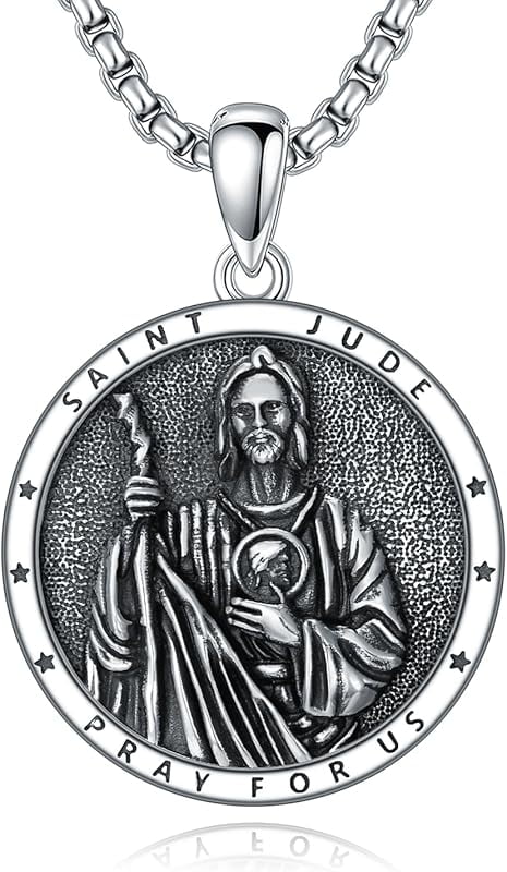 AOBOCO Patron Saint Necklace 925 Sterling Silver Amulet Protection ...
