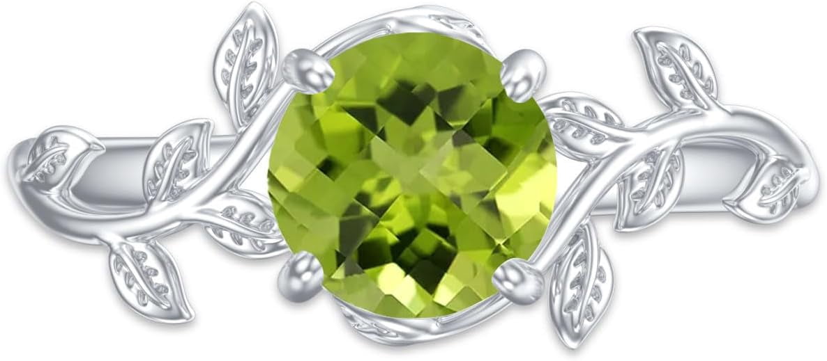AOBOCO Silver/10K/14K/18K Gold Leaf Design Vine Gemstone Ring for Women ...