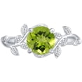 AOBOCO Silver/10K/14K/18K Gold Leaf Design Vine Gemstone Ring for Women ...