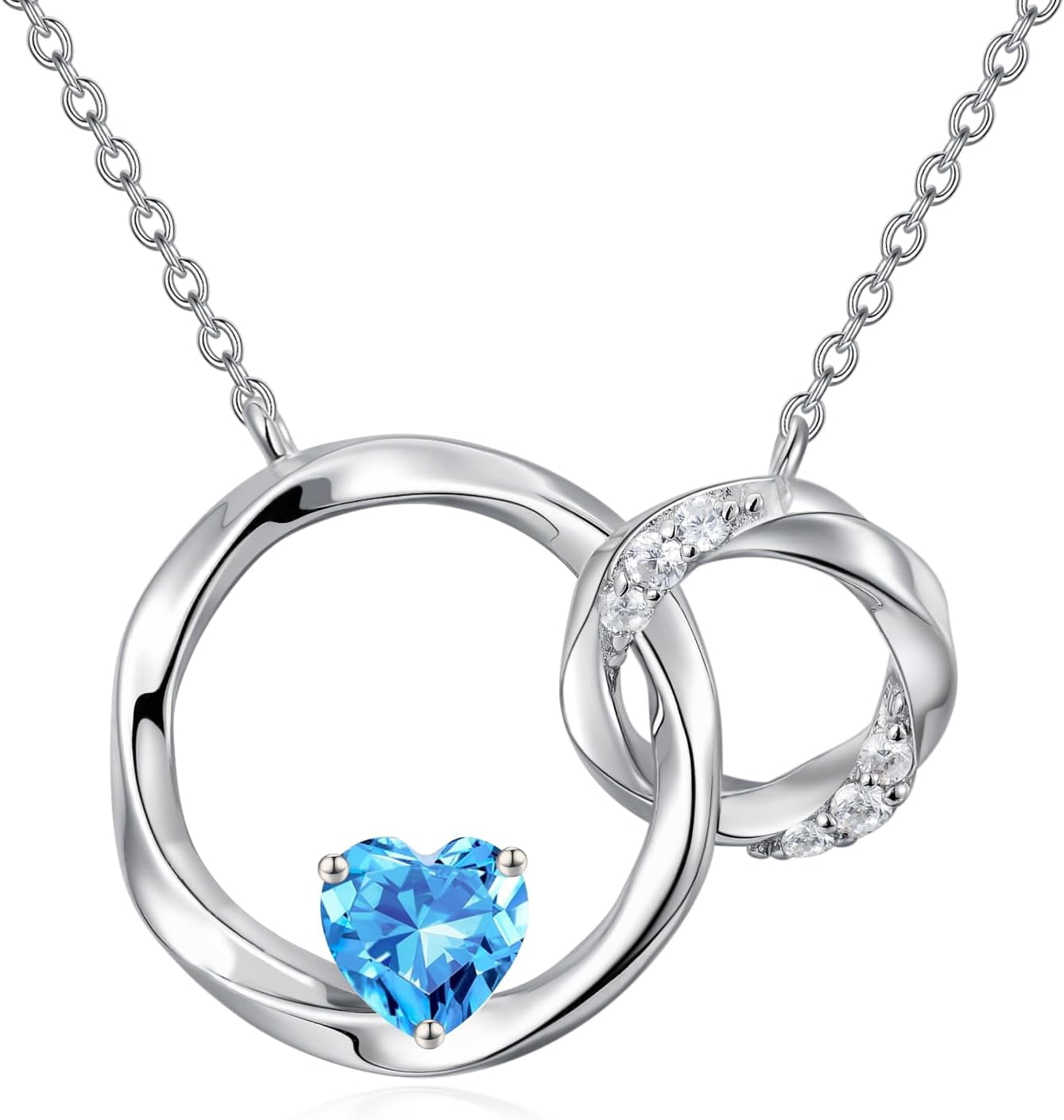 AOBOCO Sister Necklace Gifts,Heart Birthstone Interlocking Double ...