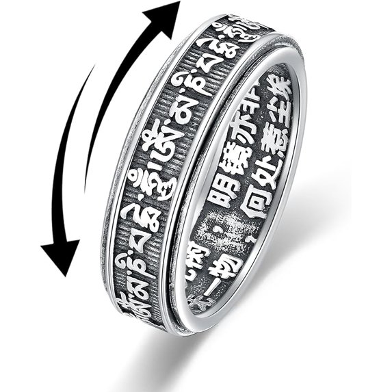 AOBOCO Spinner Ring Sterling Silver Magic Spells Fidget Band Ring ...