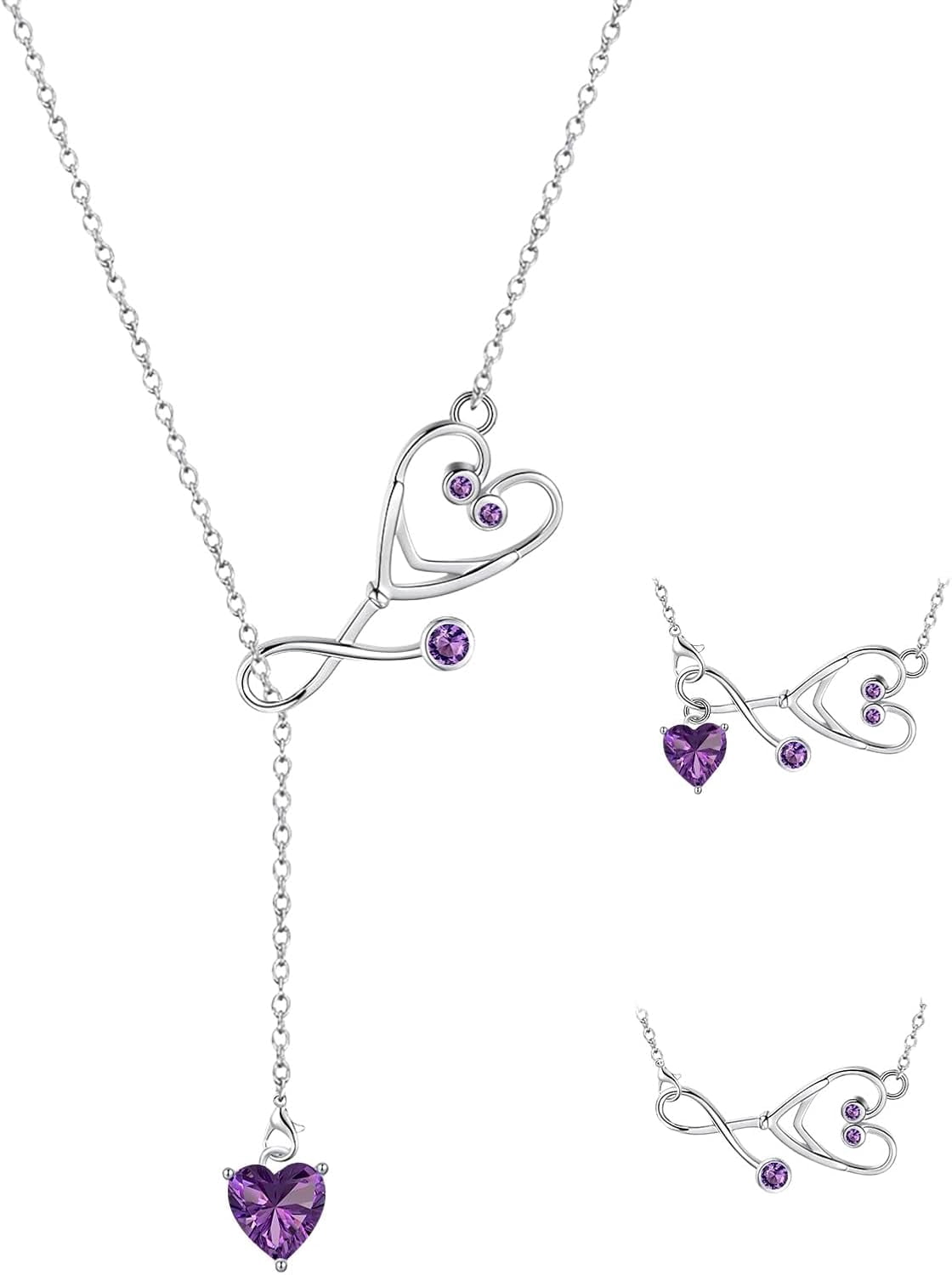 AOBOCO Stethoscope Necklace 925 Sterling Silver Medical Jewelry with ...