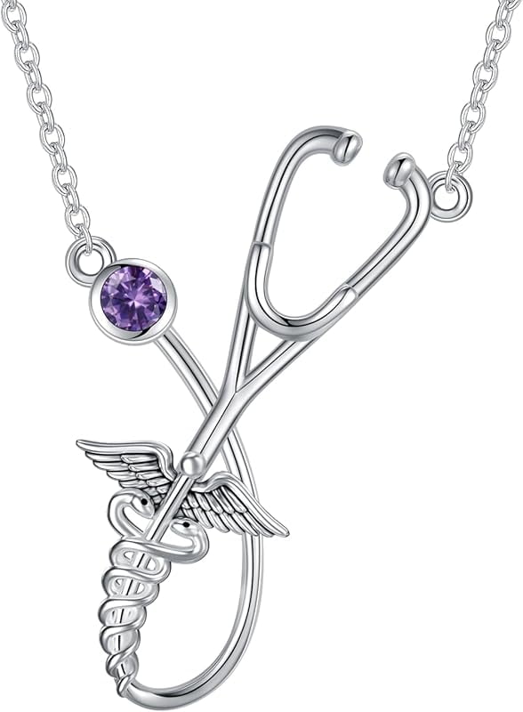 AOBOCO Stethoscope Necklace 925 Sterling Silver Stethoscope Pendant ...