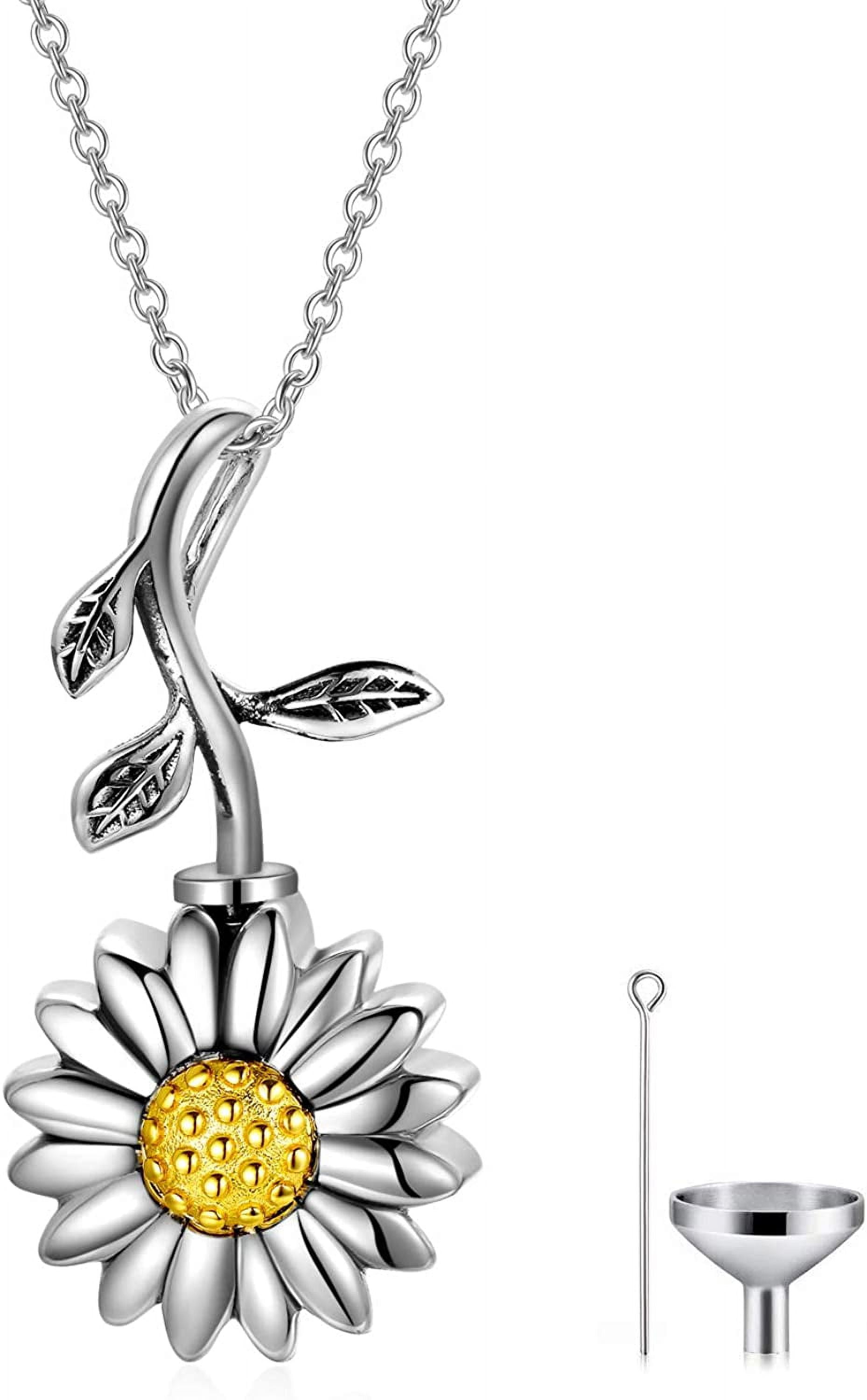 AOBOCO Sunflower Cremation Jewelry 925 Sterling Silver Urn Necklace ...