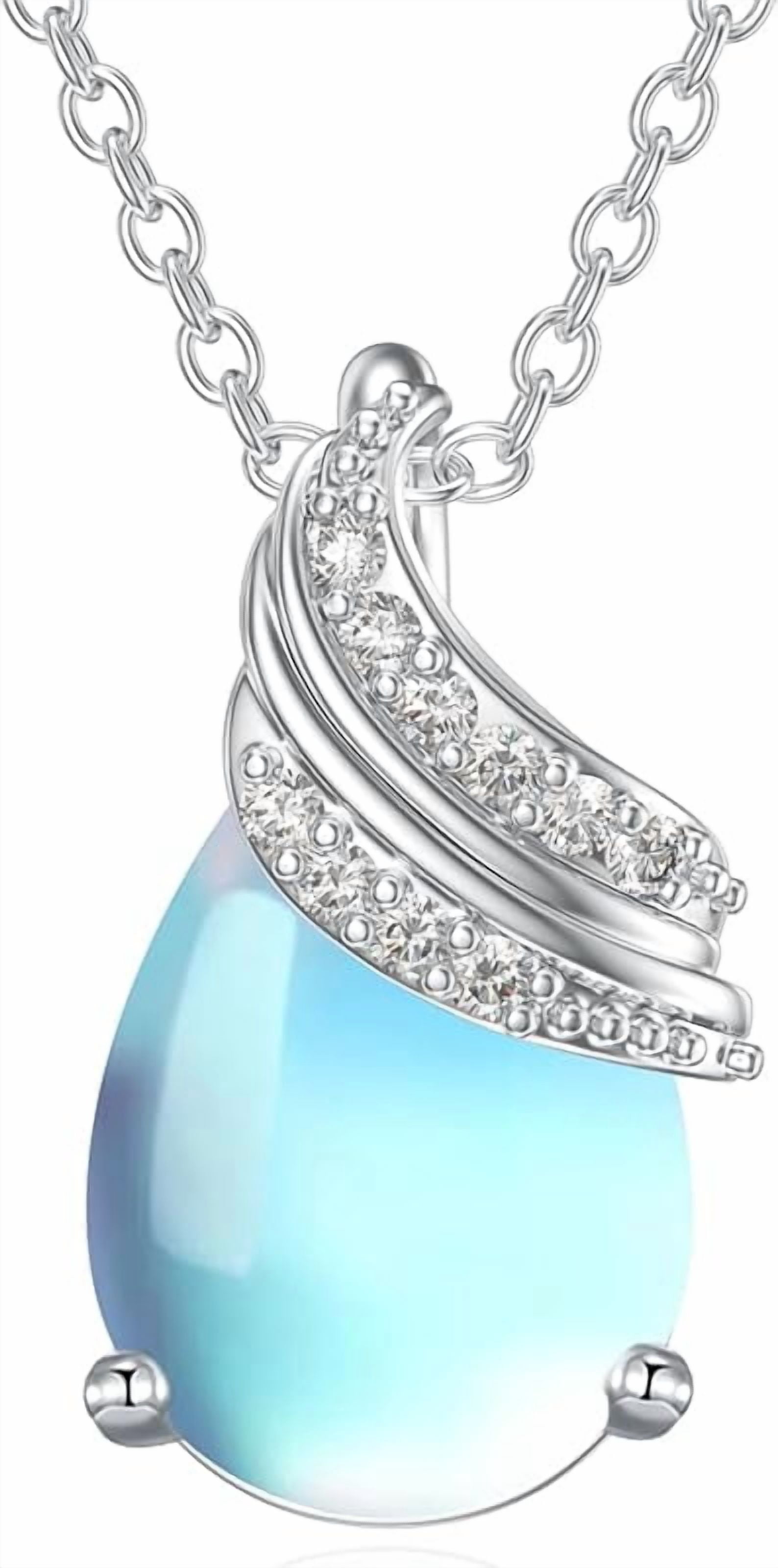 AOBOCO Teardrop Topaz/Amethsty/Turquoise/Moonstone Necklace for Women ...