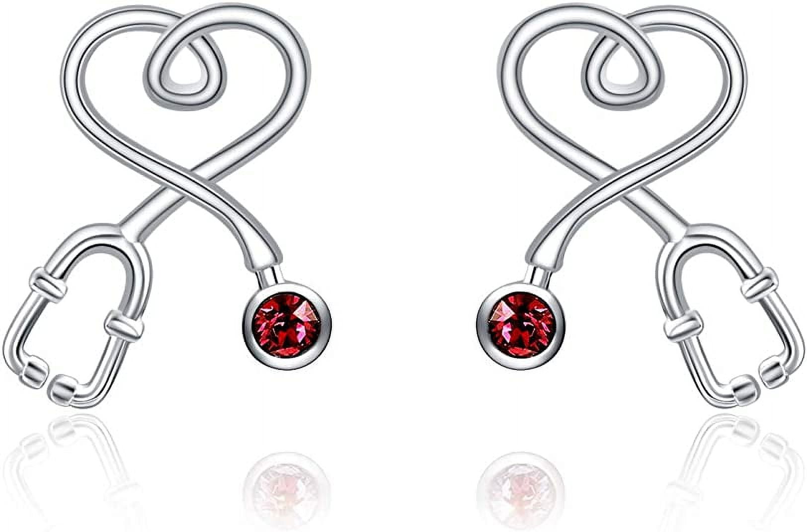 AOBOCO Nurse Day Gifts Sterling Silver Stethoscope Earrings Simulated ...