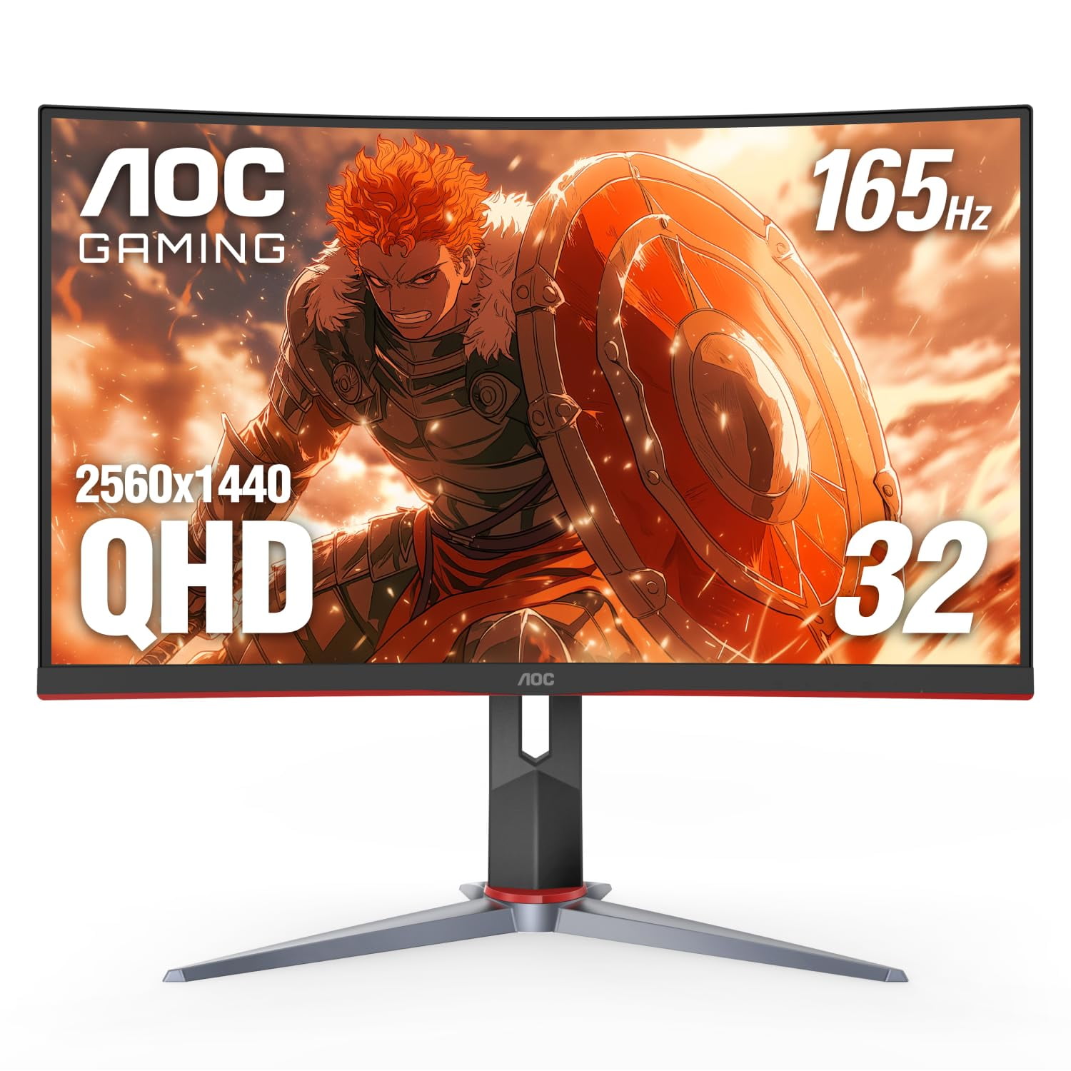 AOC CQ32G2S 32" Curved Frameless Gaming Monitor 2K QHD, 1500R Curved VA ...