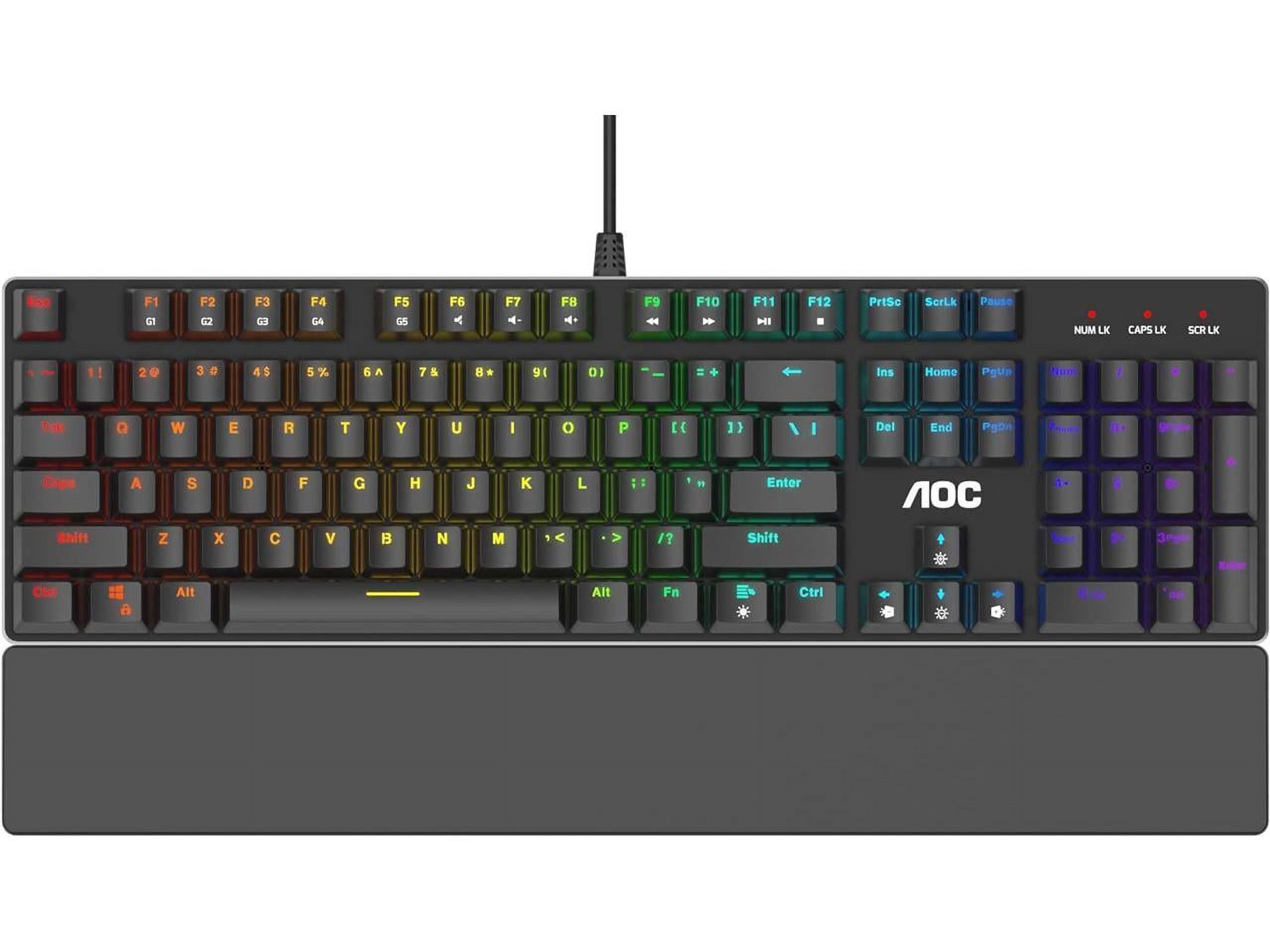 AOC Gaming RGB Mechanical Keyboard, 104-Key Outemu Blue Switches, Full ...