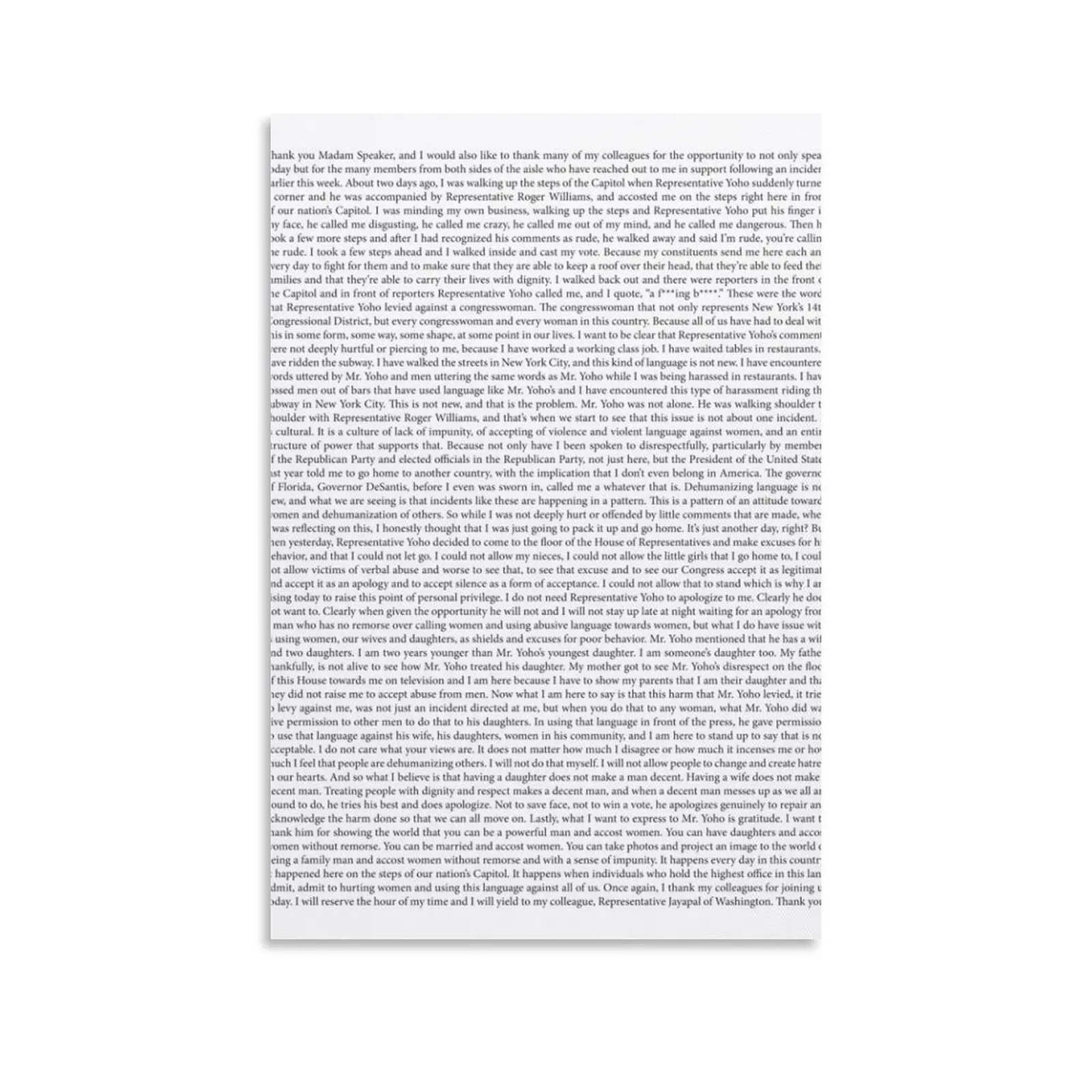 AOC's speech about Ted Yoho 'Apology' House Floor Speech full Canvas ...