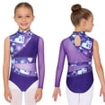 AOCHANG Girls One Long Sleeve Printed Rhinestone Ballet Dance Leotard ...