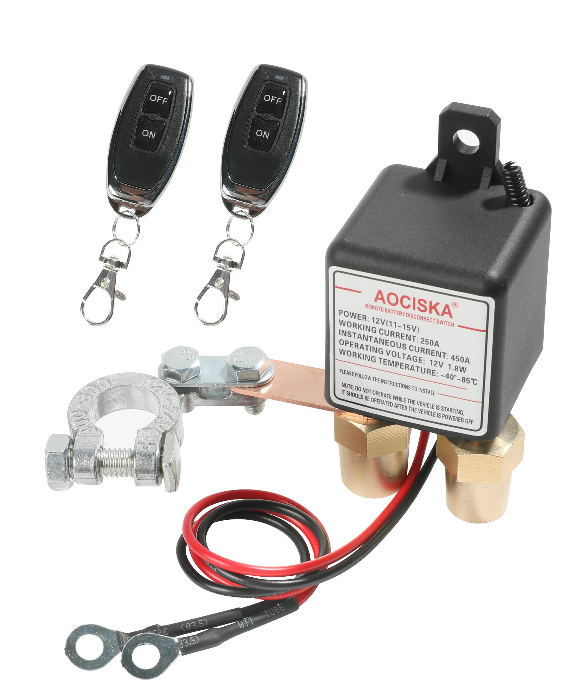 AOCISKA Remote Negative Battery Kill Switch Kit - Car Anti-Theft DC 12V 250A Control, Prevent ...