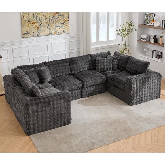 AODAILIHB 135" U-Shaped Cloud Sectional Sofa with Chaise, Boneless ...