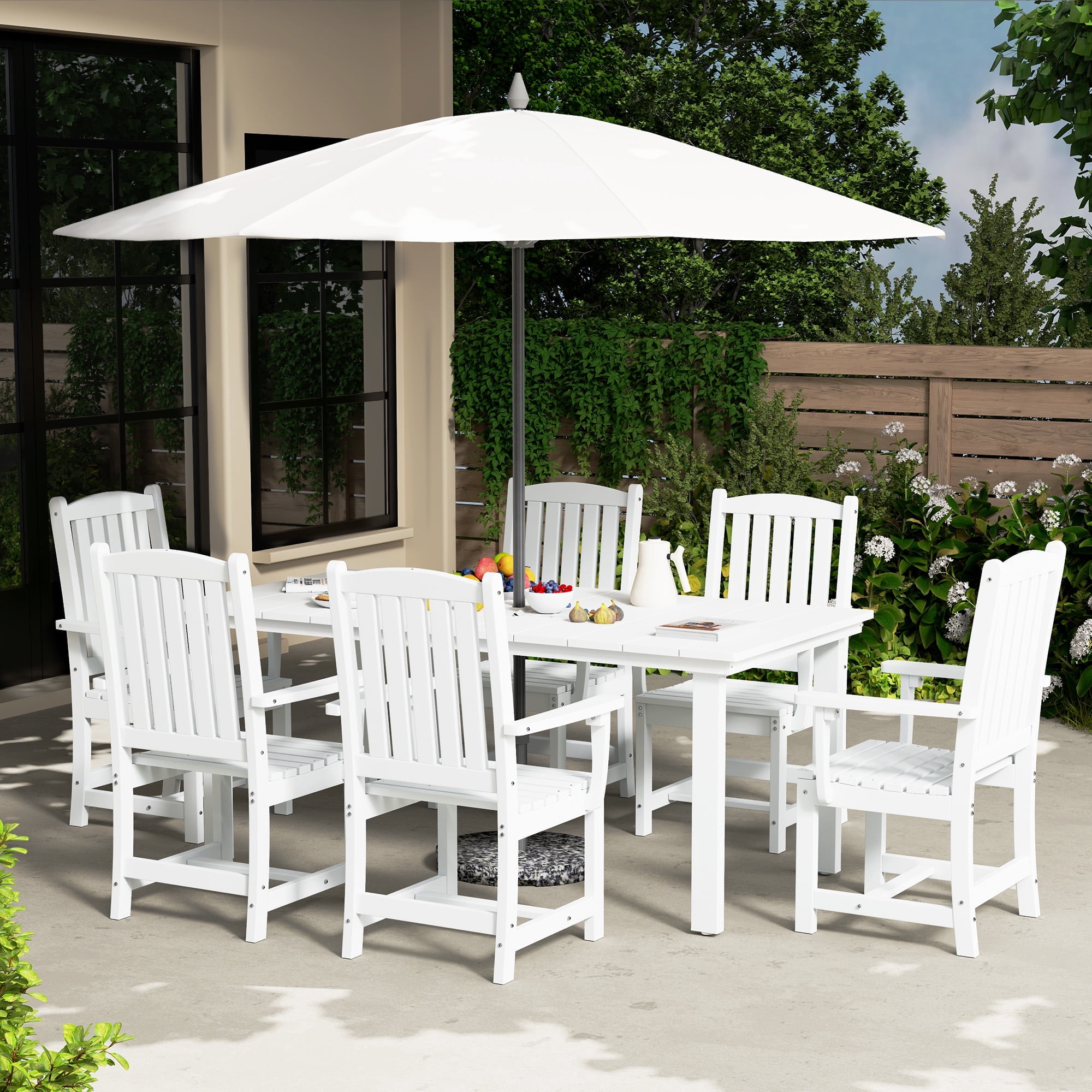 AODAILIHB HDPE Outdoor Dining Table Set, All Weather Outdoor Furniture ...