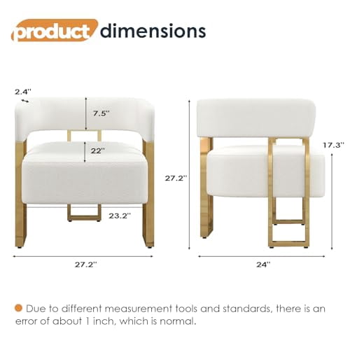 AODAILIHB Modern Sherpa Boucle Accent Chair Upholstered Armchair White ...