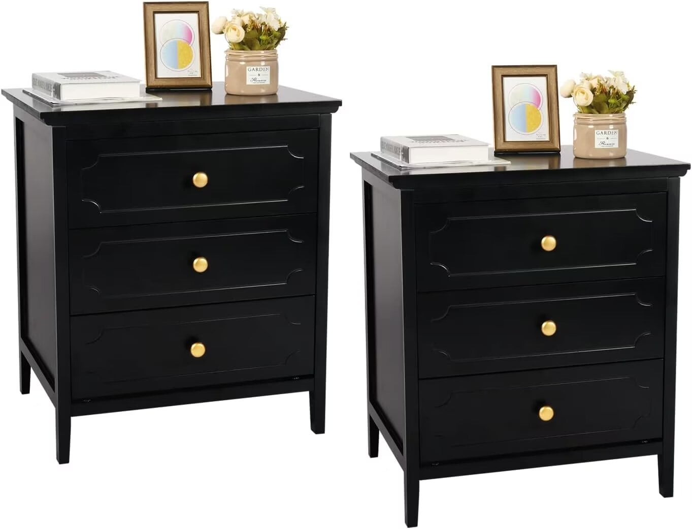 AODAILIHB Wood Nightstand with Drawers set of 2,3-Drawer Modern Dresser ...