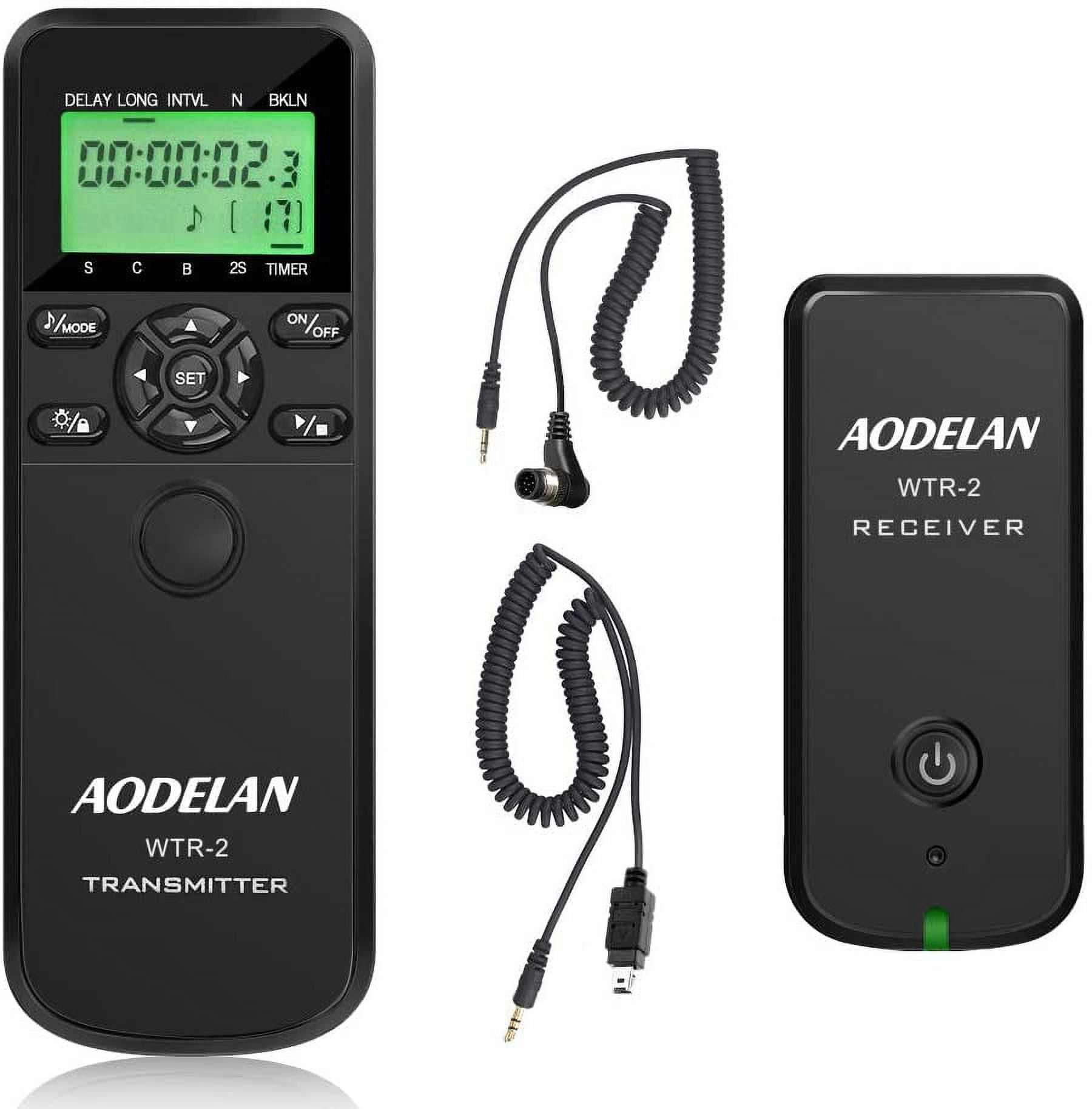 AODELAN WTR2 Wireless Shutter Release Timer Remote Control for Nikon Z6, Z7, Coolpix P1000, D850 ...