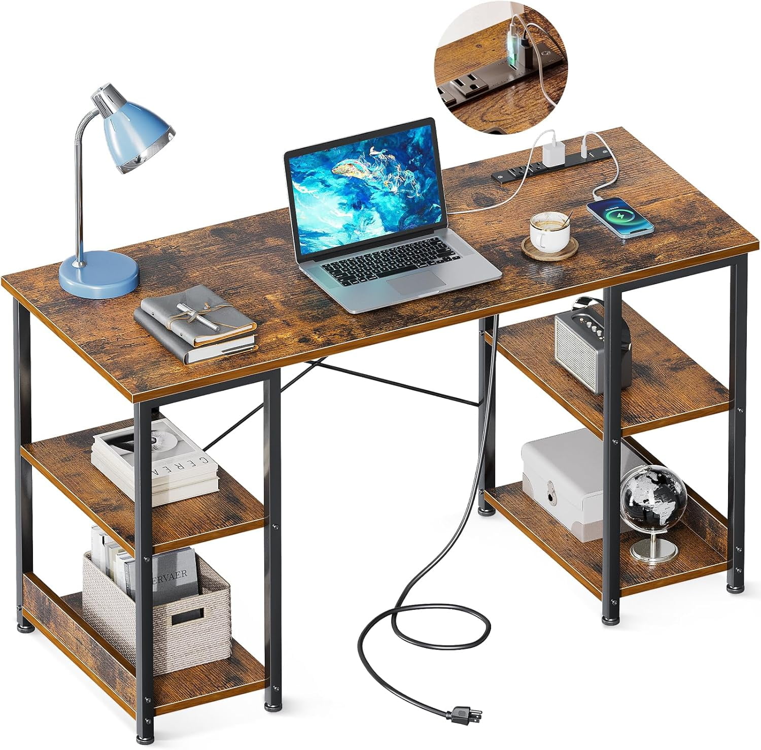 AODK 40 Inch Small Computer Desk with Power Outlets & USB Charging Port ...