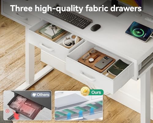 AODK Electric Standing Desk with Drawers, 55 Inch Height Adjustable ...